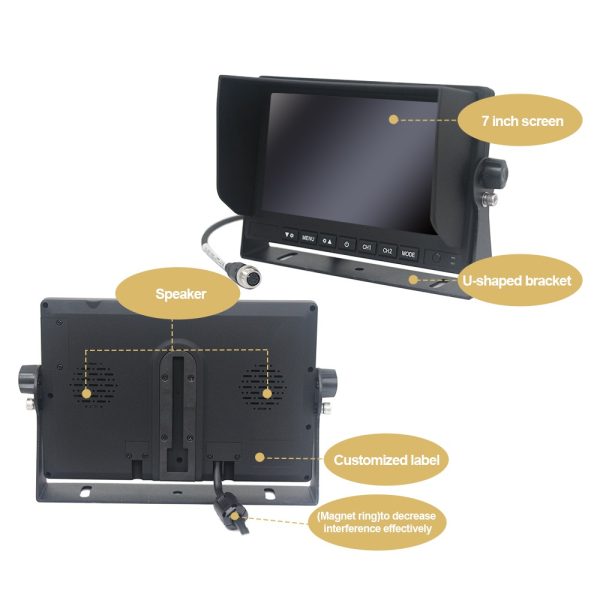 7″ Truck CVBS Back Up Monitor,2CH CVBS Video Signal Input Car Camera ...